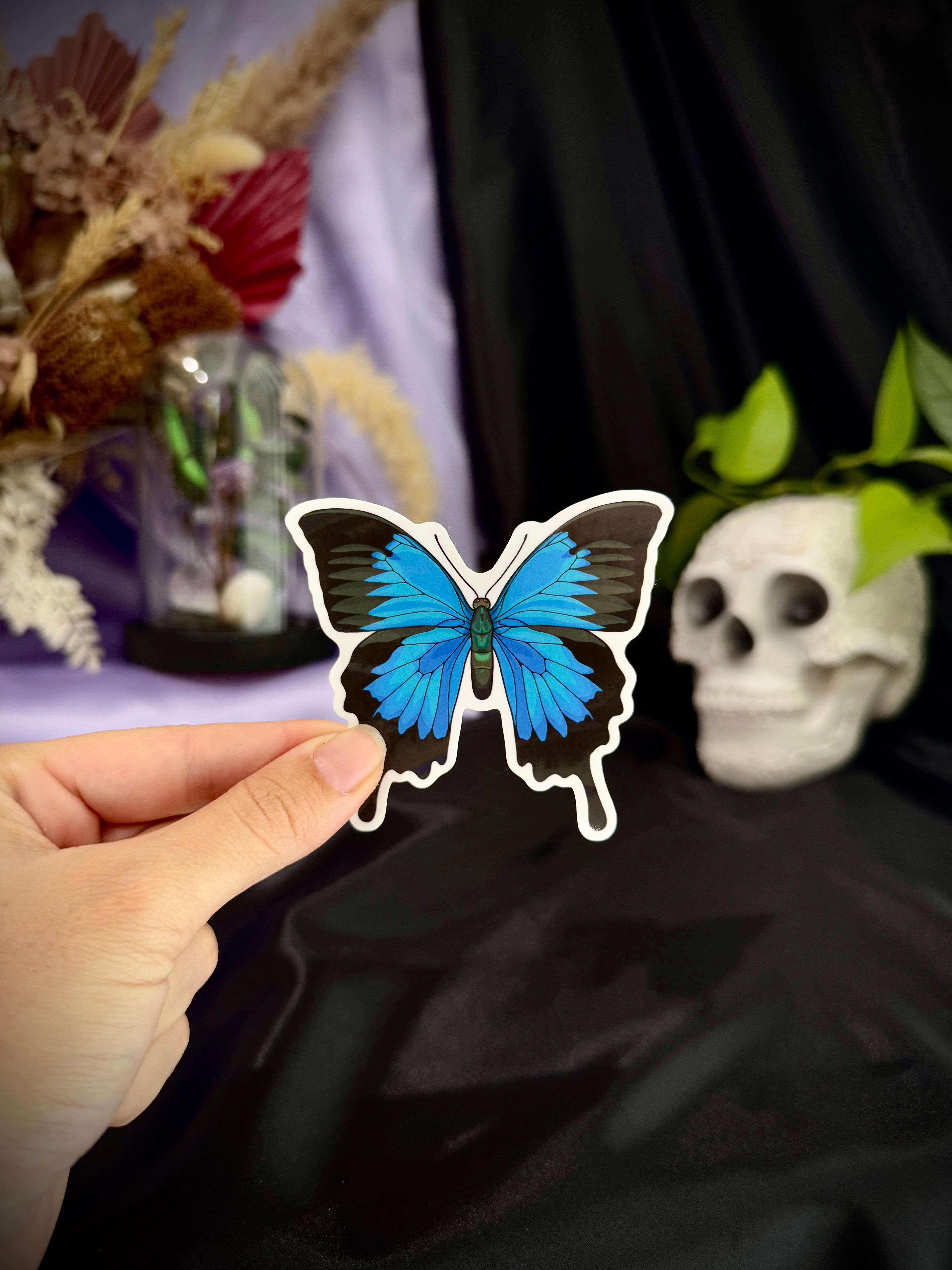 Blue Butterfly Sticker – Deathly Moon